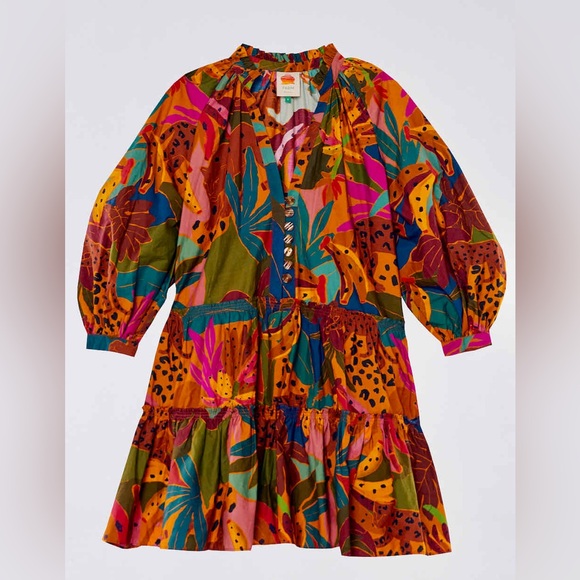FARM Rio | Dresses | Farm Rio Leopard Jungle Minidress Xs | Poshmark